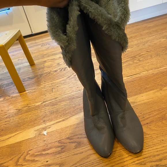 Shoes | Vintage Fuzzy Heel Boots | Poshmark